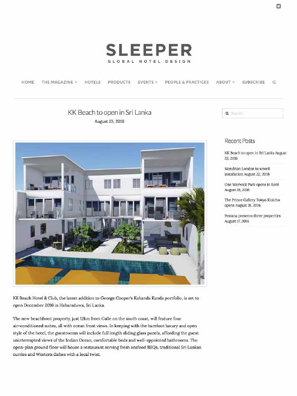 Luxury Hotels in Down South Sri Lanka l Press Releases l KK Collection